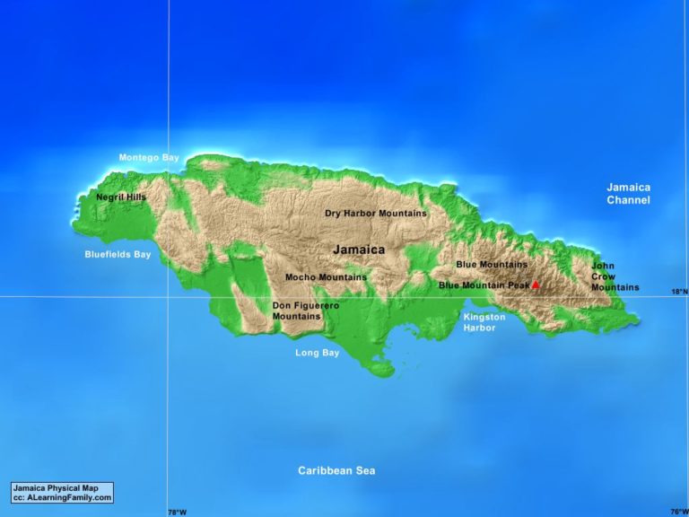 Jamaica Physical Map - A Learning Family Jamaica Physical Map - A Learning Family
